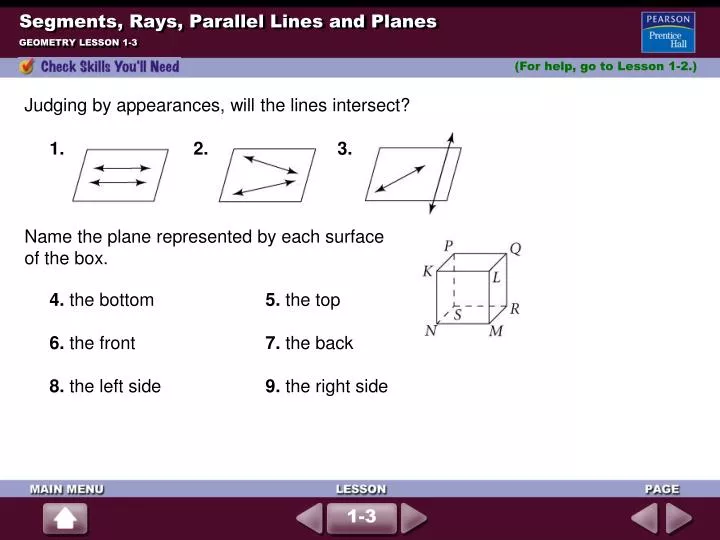 PPT - Segments, Rays, Parallel Lines and Planes PowerPoint Presentation ...