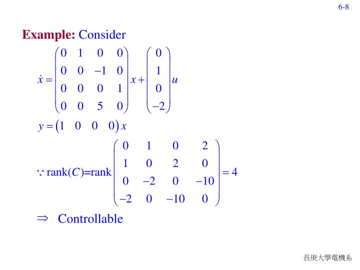 PPT - Chapter 6 Controllability and Observability PowerPoint ...
