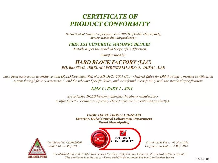PPT - CERTIFICATE OF PRODUCT CONFORMITY PowerPoint Presentation, free ...