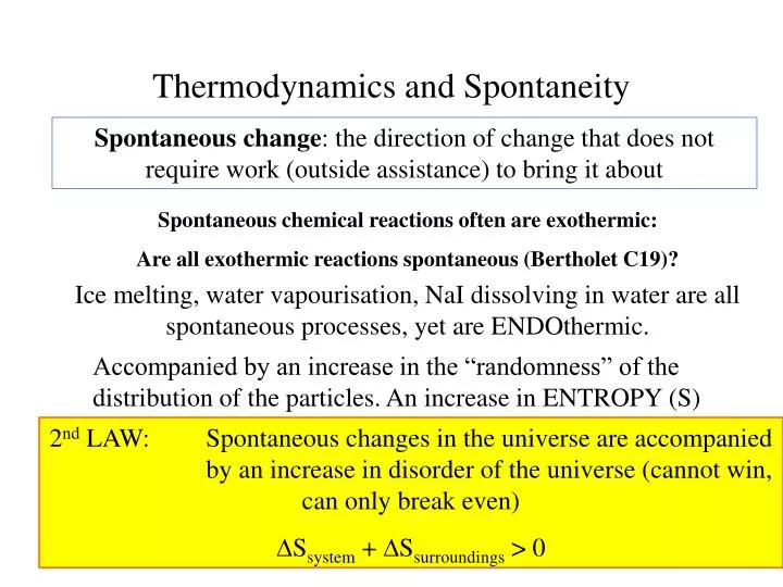 PPT - Thermodynamics and Spontaneity PowerPoint Presentation, free ...