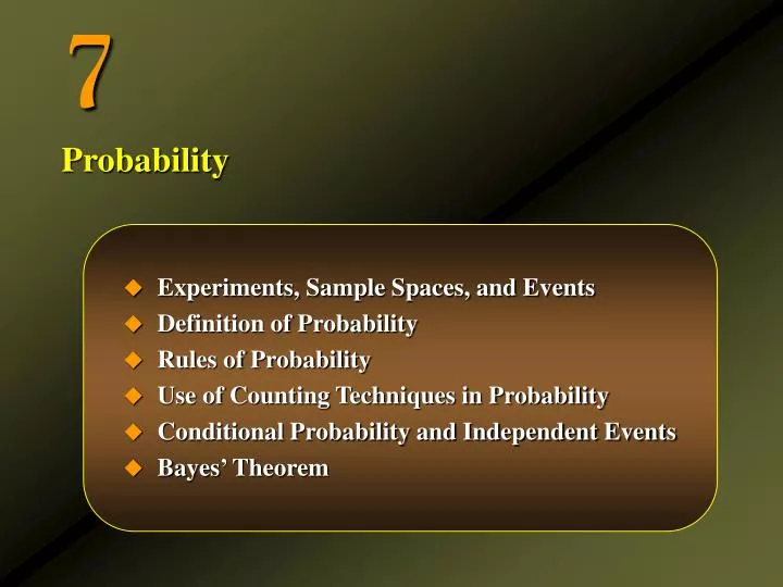 PPT - Experiments, Sample Spaces, and Events Definition of Probability ...