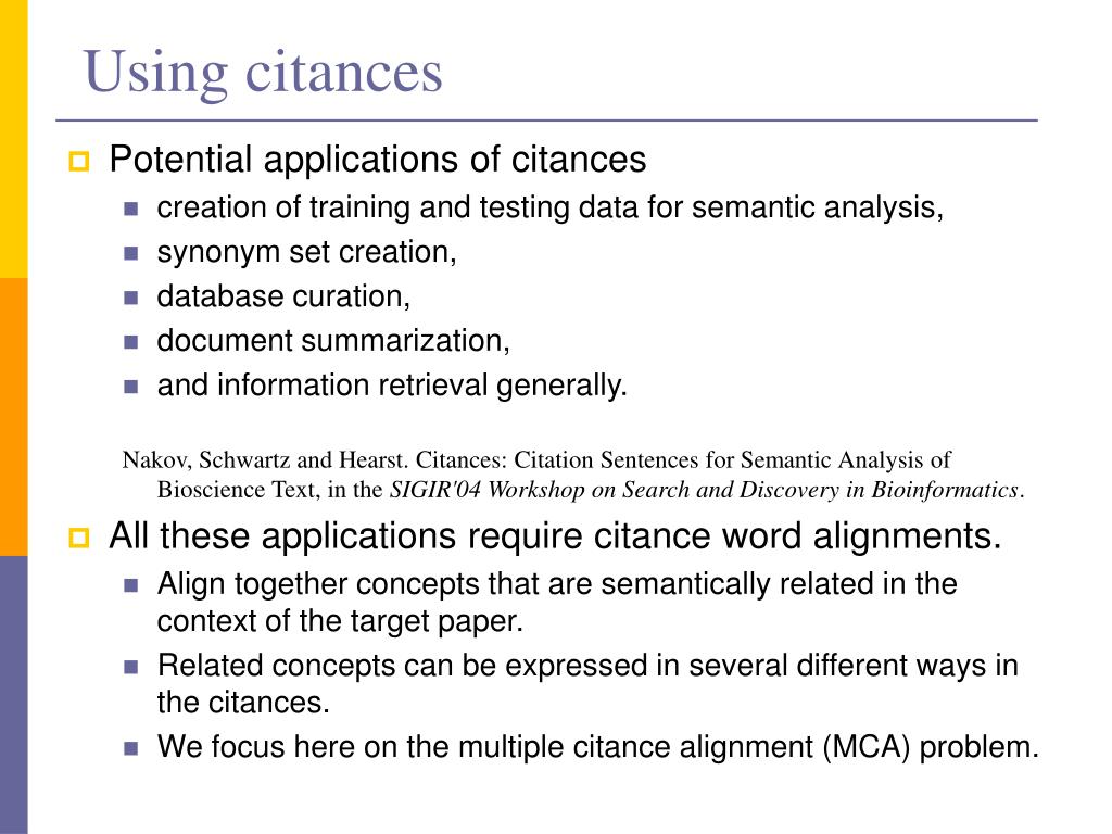 Ppt Multiple Alignment Of Citation Sentences With Conditional Random Fields And Posterior