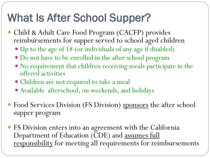 PPT - After School Supper Program Training for After School Program ...