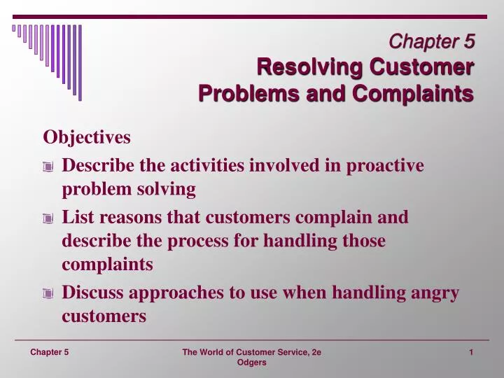 PPT - Chapter 5 Resolving Customer Problems and Complaints PowerPoint ...