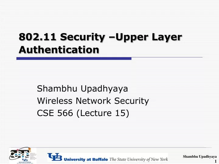 PPT - 802.11 Security –Upper Layer Authentication PowerPoint ...