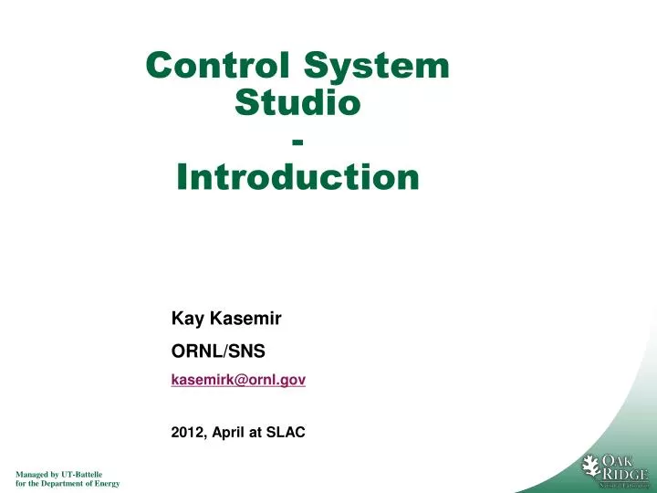PPT - Control System Studio - Introduction PowerPoint Presentation ...