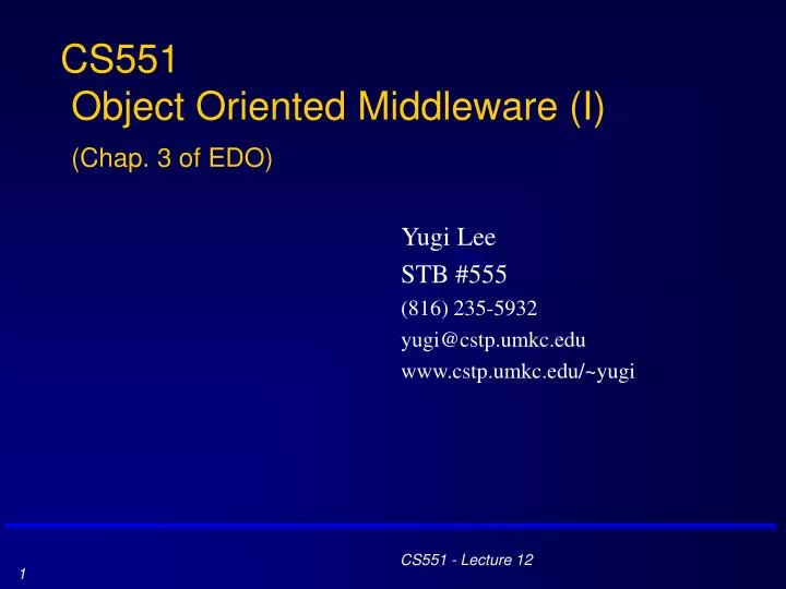 Ppt Cs551 Object Oriented Middleware I Chap 3 Of Edo Powerpoint 0898