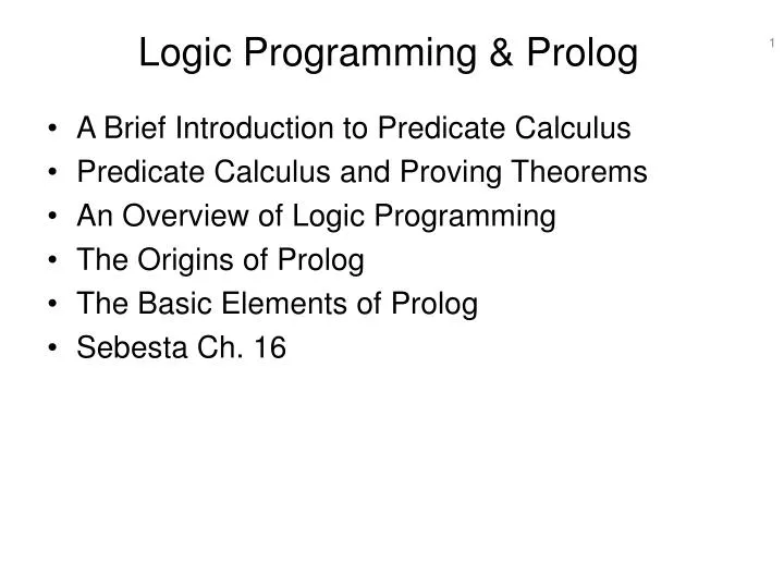 Ppt Logic Programming And Prolog Powerpoint Presentation Free Download