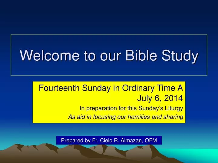 PPT - Welcome to our Bible Study PowerPoint Presentation, free download ...