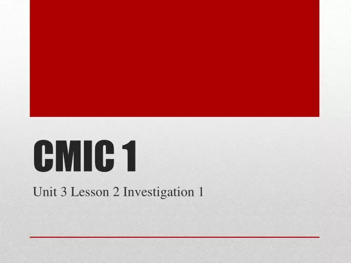 PPT - CMIC 1 PowerPoint Presentation, free download - ID:4301827