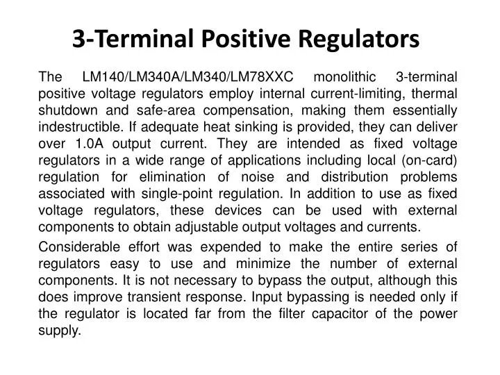PPT - 3-Terminal Positive Regulators PowerPoint Presentation, free ...