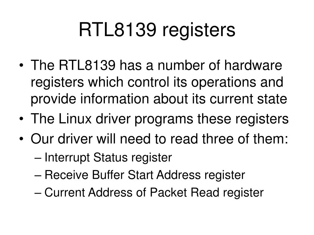 PPT - Understanding RTL8139 Network Packets - Helpful Information for ...