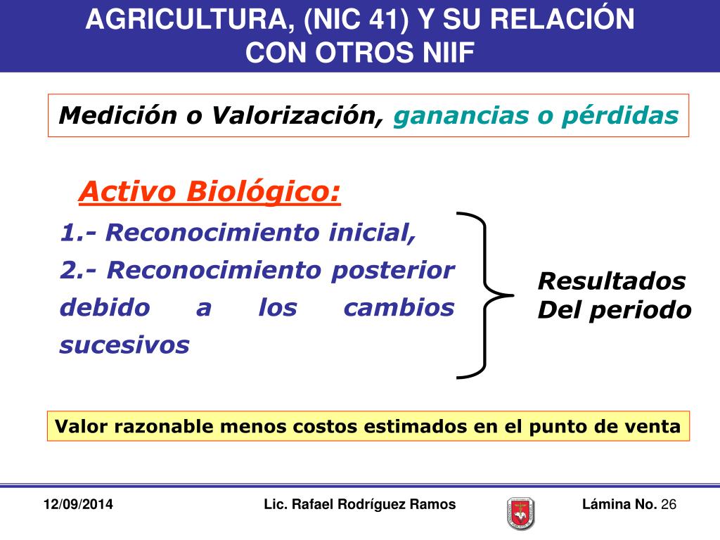 PPT - AGRICULTURA, (NIC 41) Y SU RELACIÓN CON OTROS NIIF PowerPoint ...