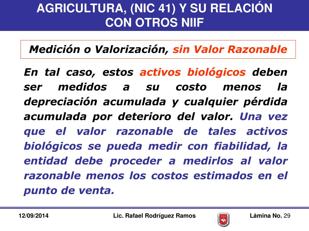 PPT - AGRICULTURA, (NIC 41) Y SU RELACIÓN CON OTROS NIIF PowerPoint ...