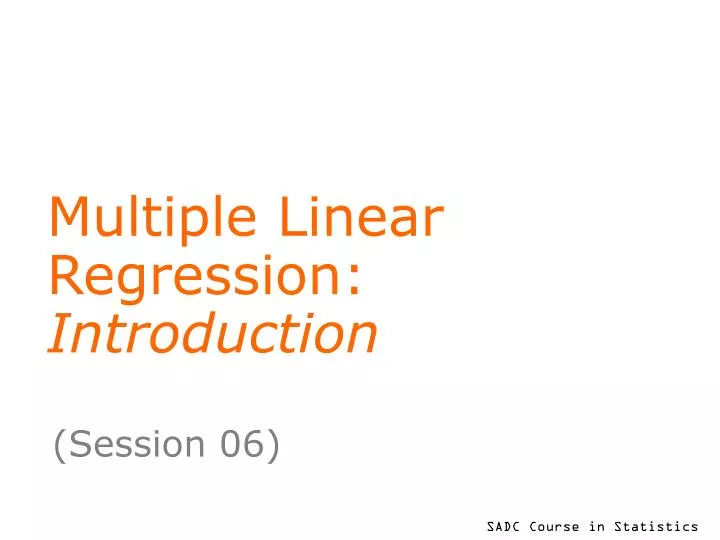 PPT - Multiple Linear Regression: Introduction PowerPoint Presentation - ID:4306910