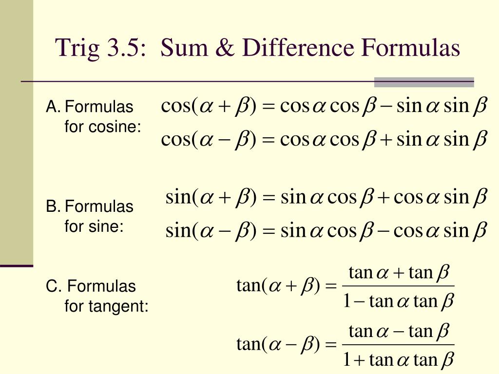 Trig Sum And Difference Formula Worksheet Trig Sum And Difference Formula Worksheet