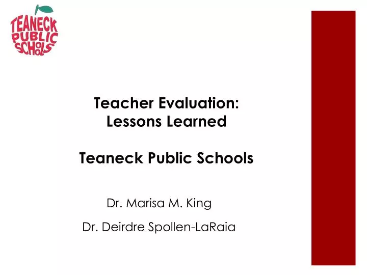 PPT - Teacher Evaluation: Lessons Learned Teaneck Public Schools ...