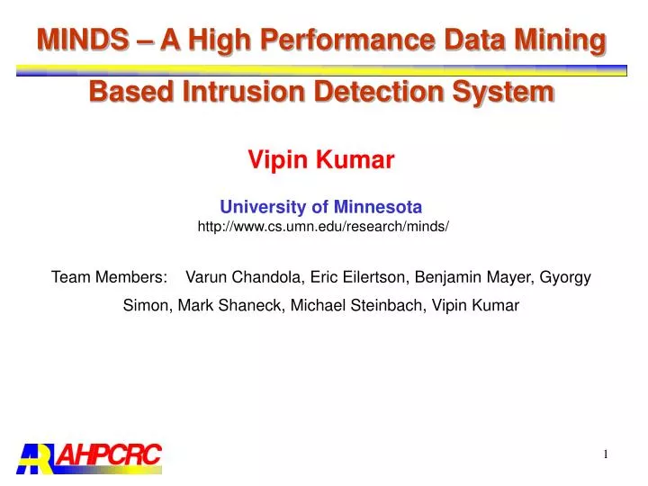 Ppt Minds A High Performance Data Mining Based Intrusion Detection