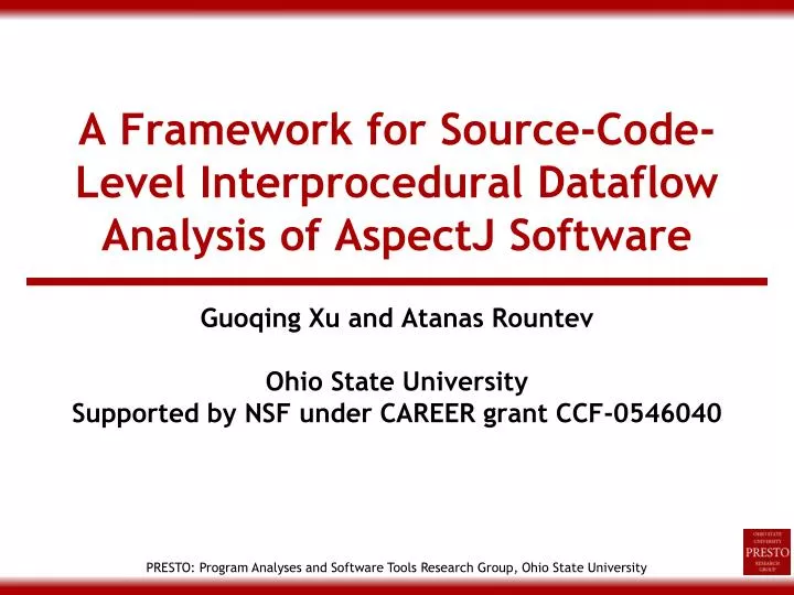 Ppt A Framework For Source Code Level Interprocedural Dataflow