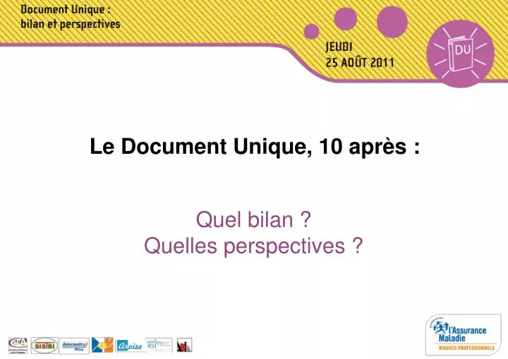 PPT - Le Document Unique, 10 après : PowerPoint Presentation, free ...