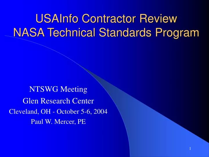 PPT - USAInfo Contractor Review NASA Technical Standards Program ...