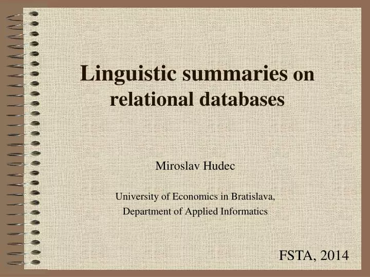 Ppt Linguistic Summaries On Relational Databases Powerpoint Presentation Id 4321338
