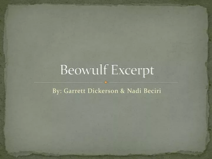 PPT - Beowulf Excerpt PowerPoint Presentation, free download - ID:4322453
