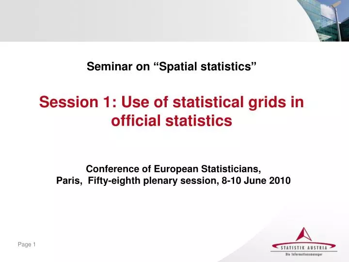 PPT - Seminar on “Spatial statistics” Session 1: Use of statistical ...