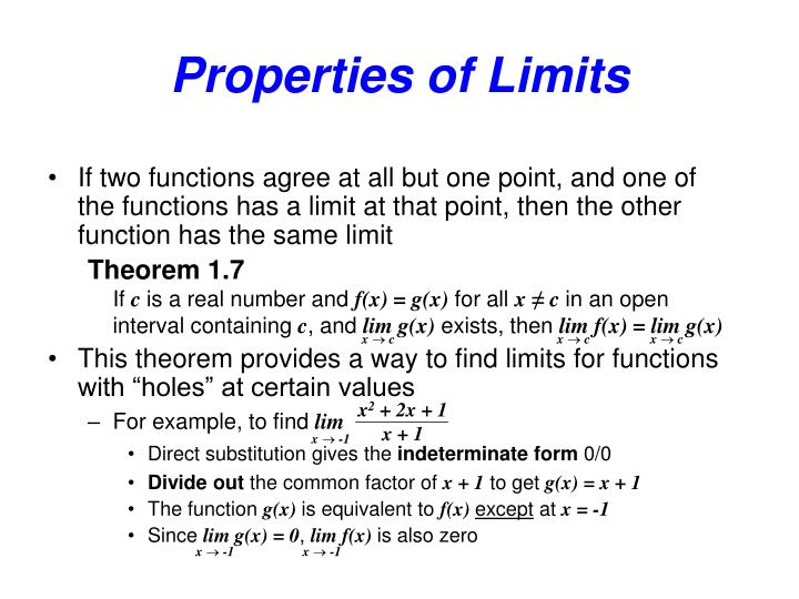 PPT - Properties of Limits PowerPoint Presentation - ID:4327266