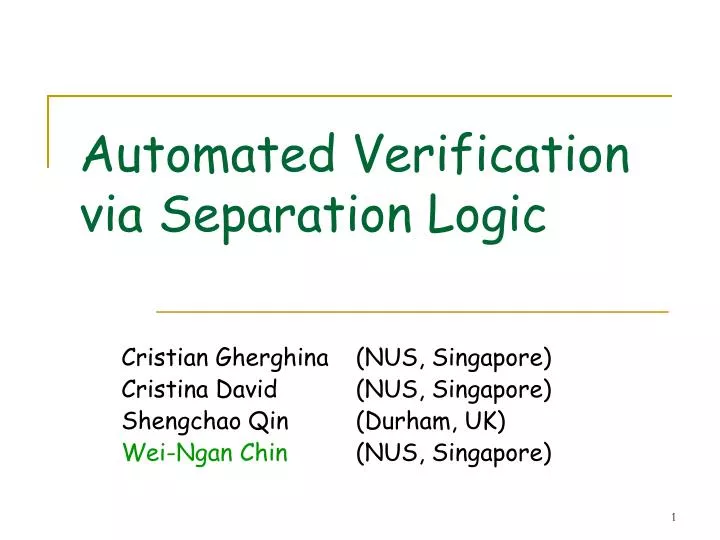 Ppt Automated Verification Via Separation Logic Powerpoint