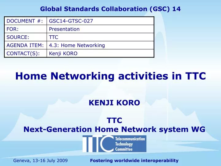 PPT - Home Networking activities in TTC PowerPoint Presentation, free download - ID:4328964