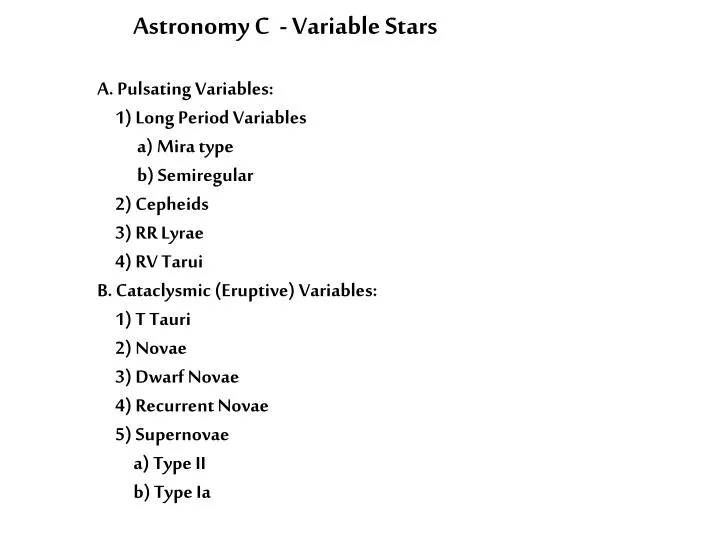 PPT - Astronomy C - Variable Stars PowerPoint Presentation, free download - ID:4329147