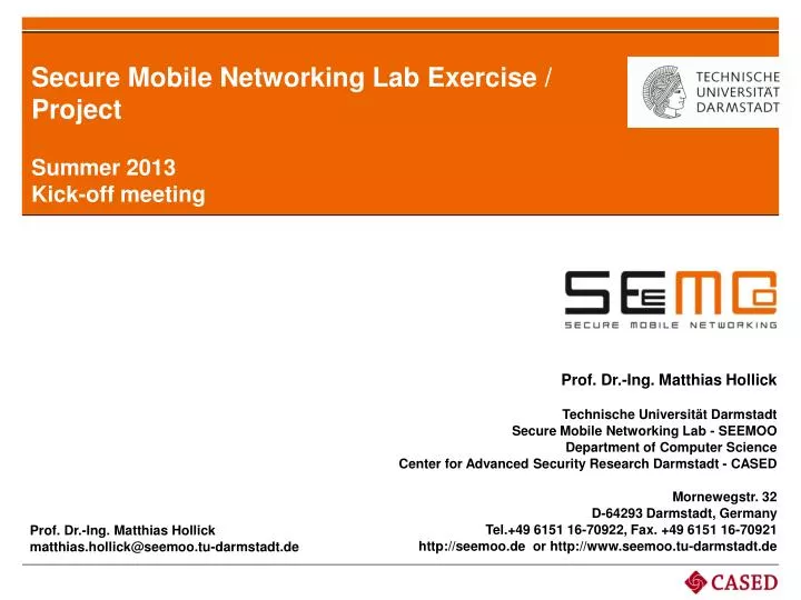 PPT - Secure Mobile Networking Lab Exercise / Project PowerPoint Presentation - ID:4329309