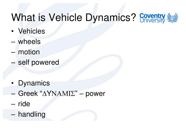PPT - Lecture 1- Introduction to Vehicle Dynamics PowerPoint ...