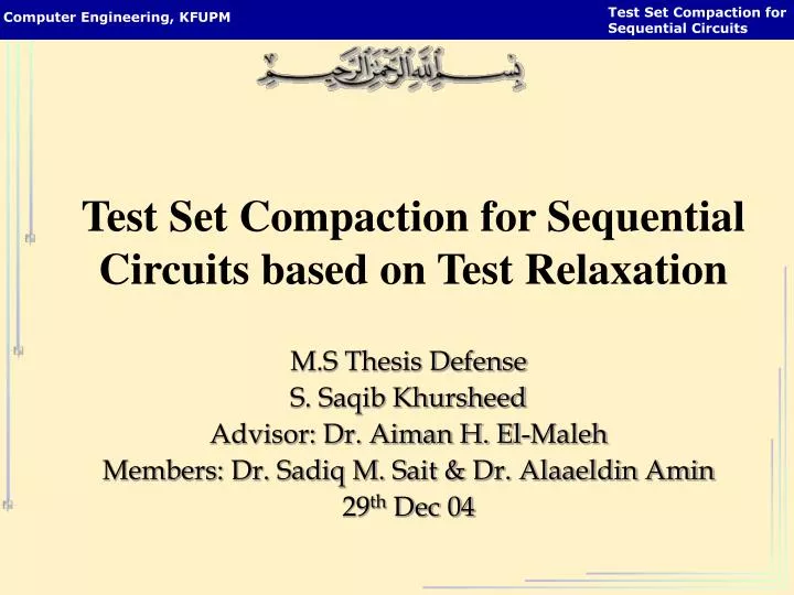 Ppt Test Set Compaction For Sequential Circuits Based On Test Relaxation Powerpoint