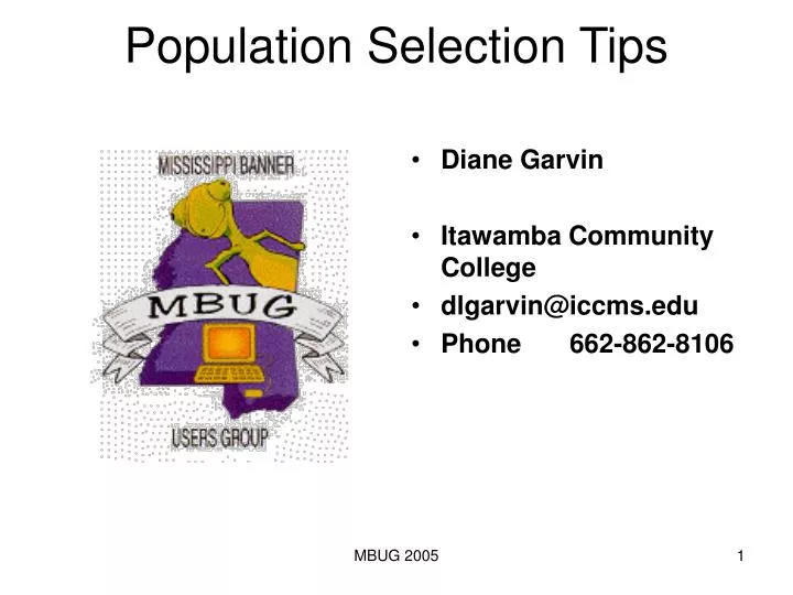 PPT - Population Selection Tips PowerPoint Presentation, free download ...