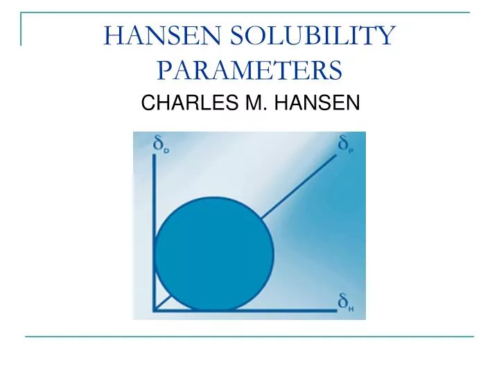 PPT - HANSEN SOLUBILITY PARAMETERS PowerPoint Presentation, free ...