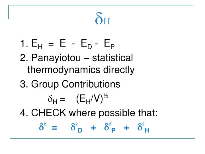 PPT - HANSEN SOLUBILITY PARAMETERS PowerPoint Presentation - ID:4332451