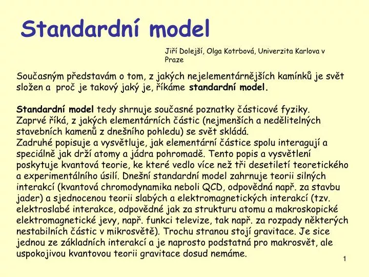 PPT - Standardní model PowerPoint Presentation, free download - ID:4334980