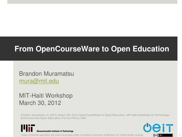 PPT - From OpenCourseWare to Open Education PowerPoint Presentation ...