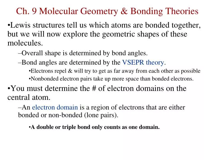 PPT - Ch. 9 Molecular Geometry & Bonding Theories PowerPoint ...