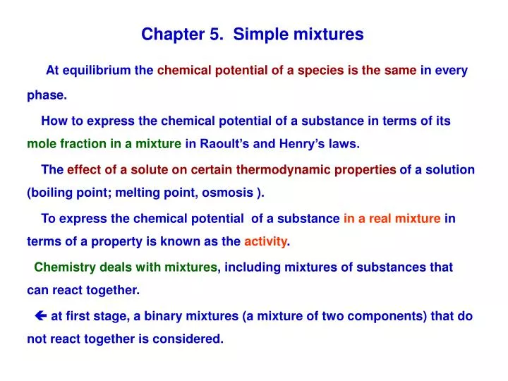 PPT - Chapter 5. Simple mixtures PowerPoint Presentation, free download ...
