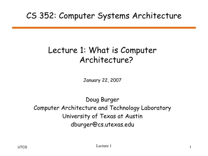 PPT - CS 352: Computer Systems Architecture PowerPoint Presentation ...