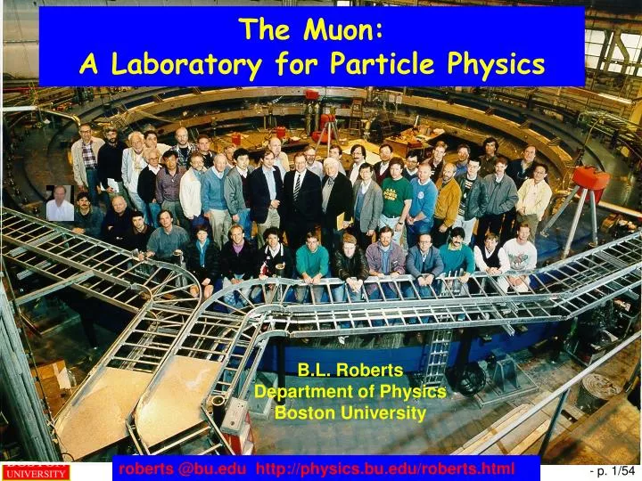 PPT - The Muon: A Laboratory for Particle Physics PowerPoint ...