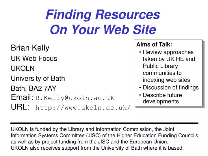 PPT - Finding Resources On Your Web Site PowerPoint Presentation, free ...