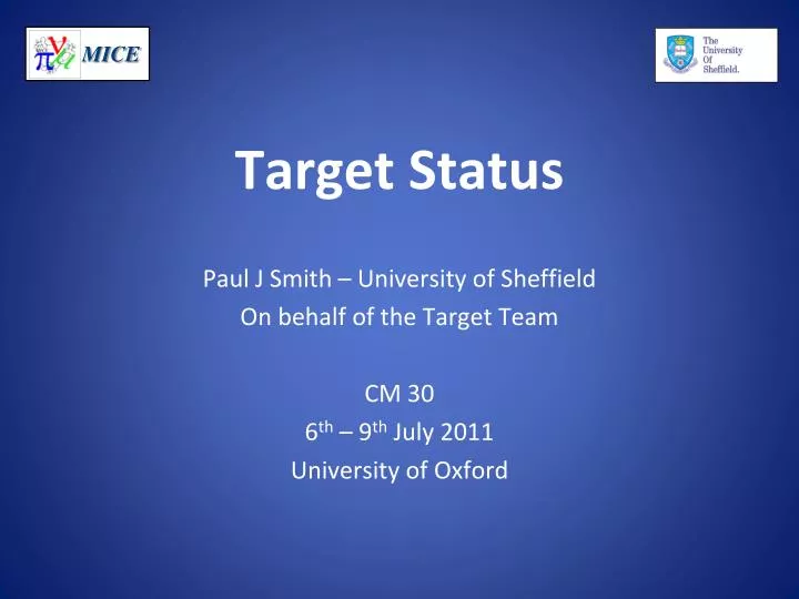 PPT - Target Status PowerPoint Presentation, free download - ID:4340715