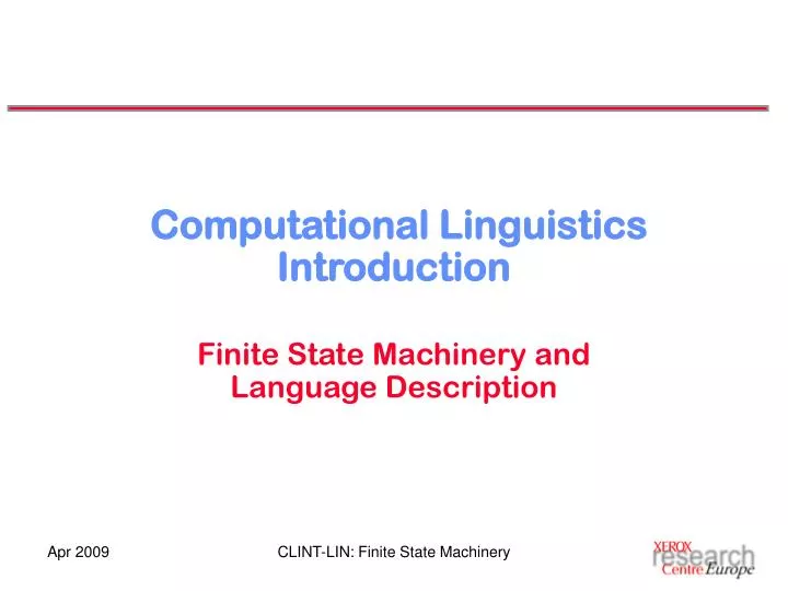 PPT - Computational Linguistics Introduction PowerPoint Presentation ...