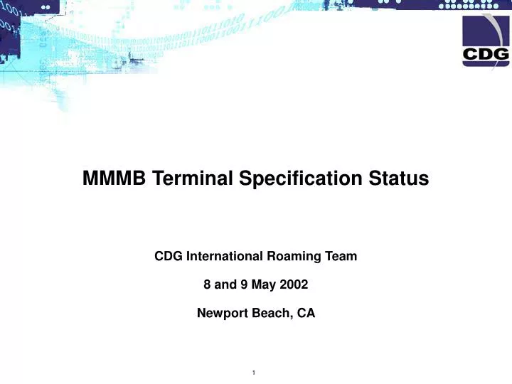 PPT - MMMB Terminal Specification Status PowerPoint Presentation, free ...