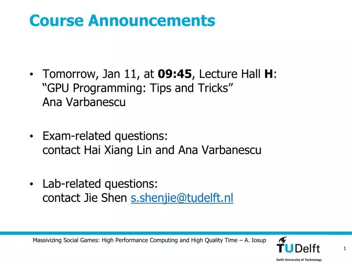 PPT - Course Announcements PowerPoint Presentation, free download - ID ...