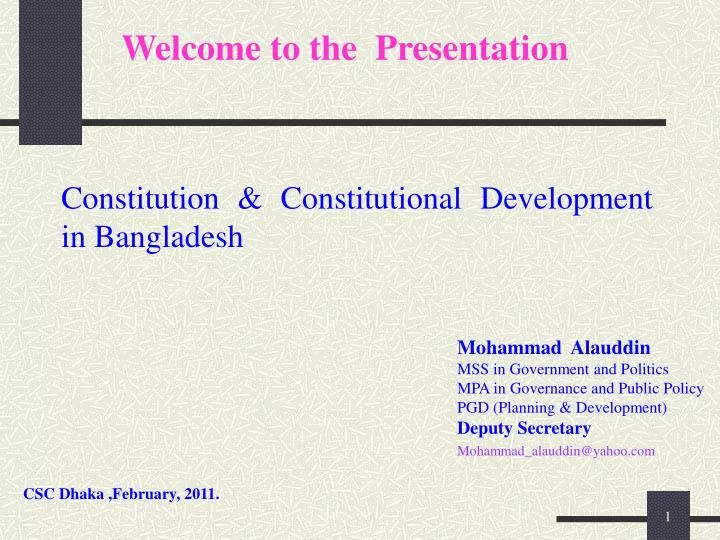 PPT - Constitution & Constitutional Development in Bangladesh PowerPoint Presentation - ID:4346900
